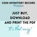 Coin Collection Record, Coin Inventory Log, Coin Collection ...