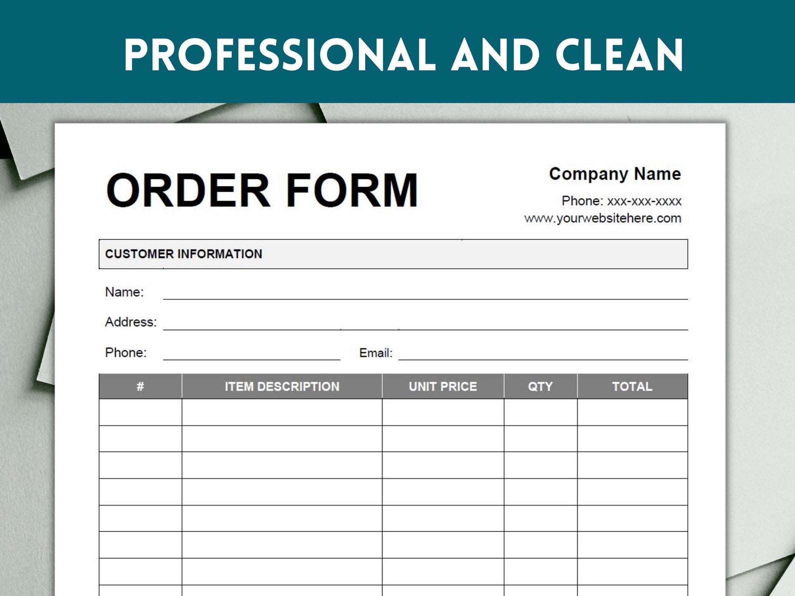 Apparel Order Form, Editable Clothing Order Form, T Shirt Order Form ...