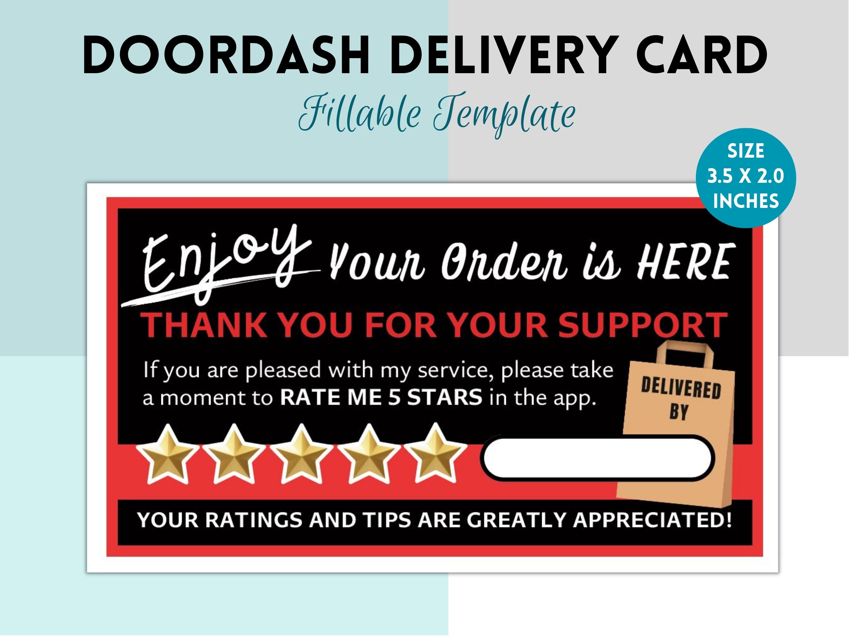 Doordash Delivery Rating Cards, Food Delivery Driver, Doordash Customer ...