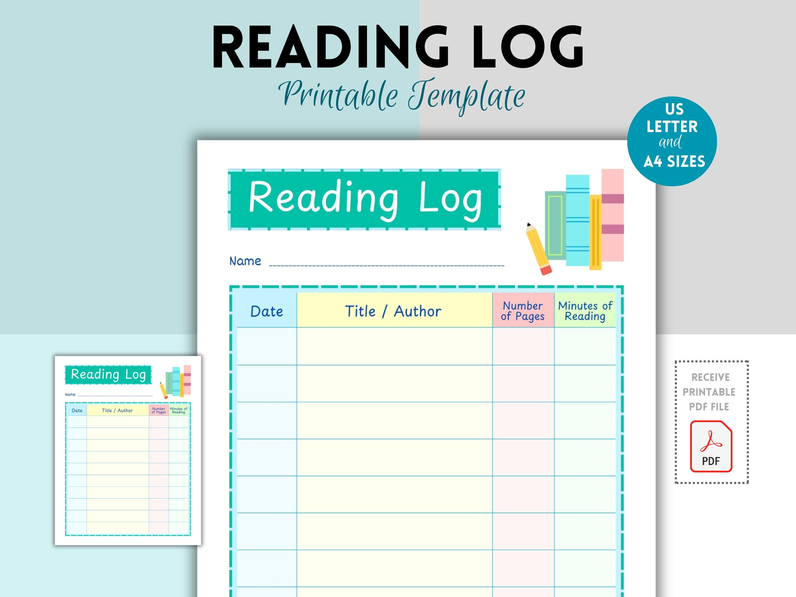 Reading Log for Kids, Reading Chart Printable, Book Tracker for Kids ...