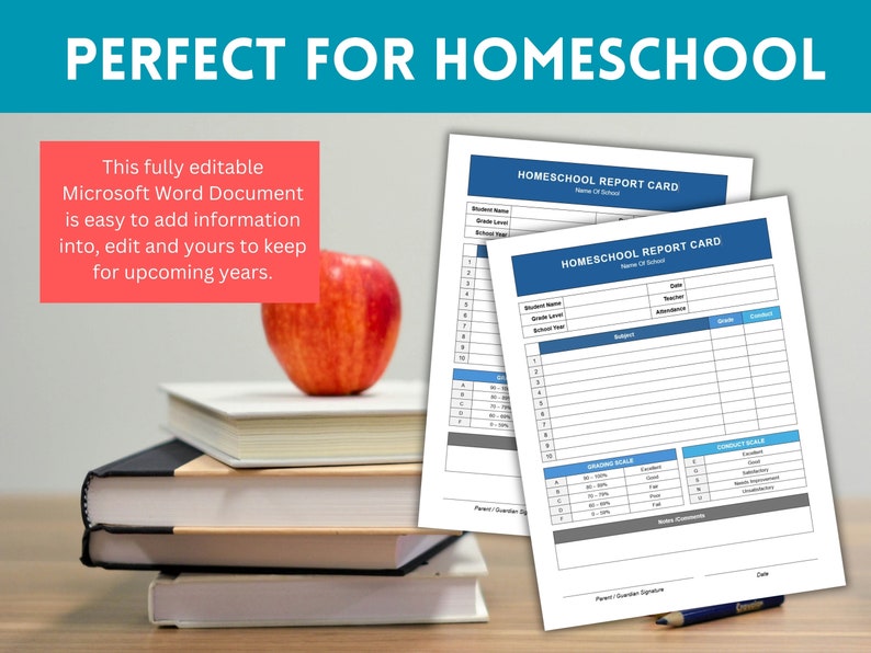 Editable Homeschool Report Card, Homeschooling Progress Report, Grade ...