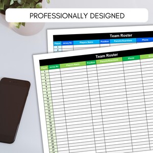 Team Roster, Sports Roster Printable, Softball Baseball Football Soccer ...