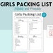 Editable Girls Camp Packing List, Girls Camping Packing Checklist, Girl ...