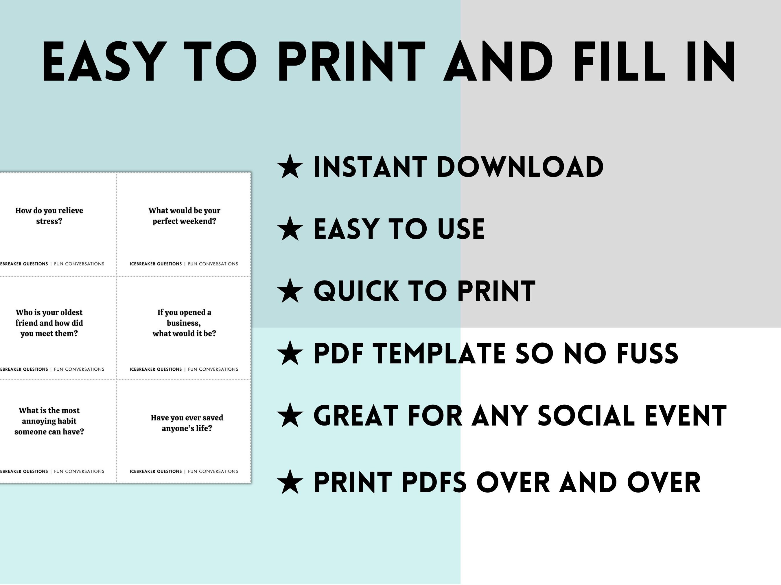 Conversation Starter Cards, Printable Conversation Cards, Road Trip ...