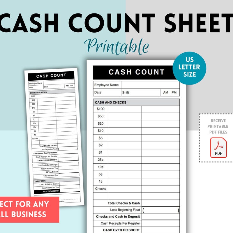 Cash Drawer Count Sheet - Etsy