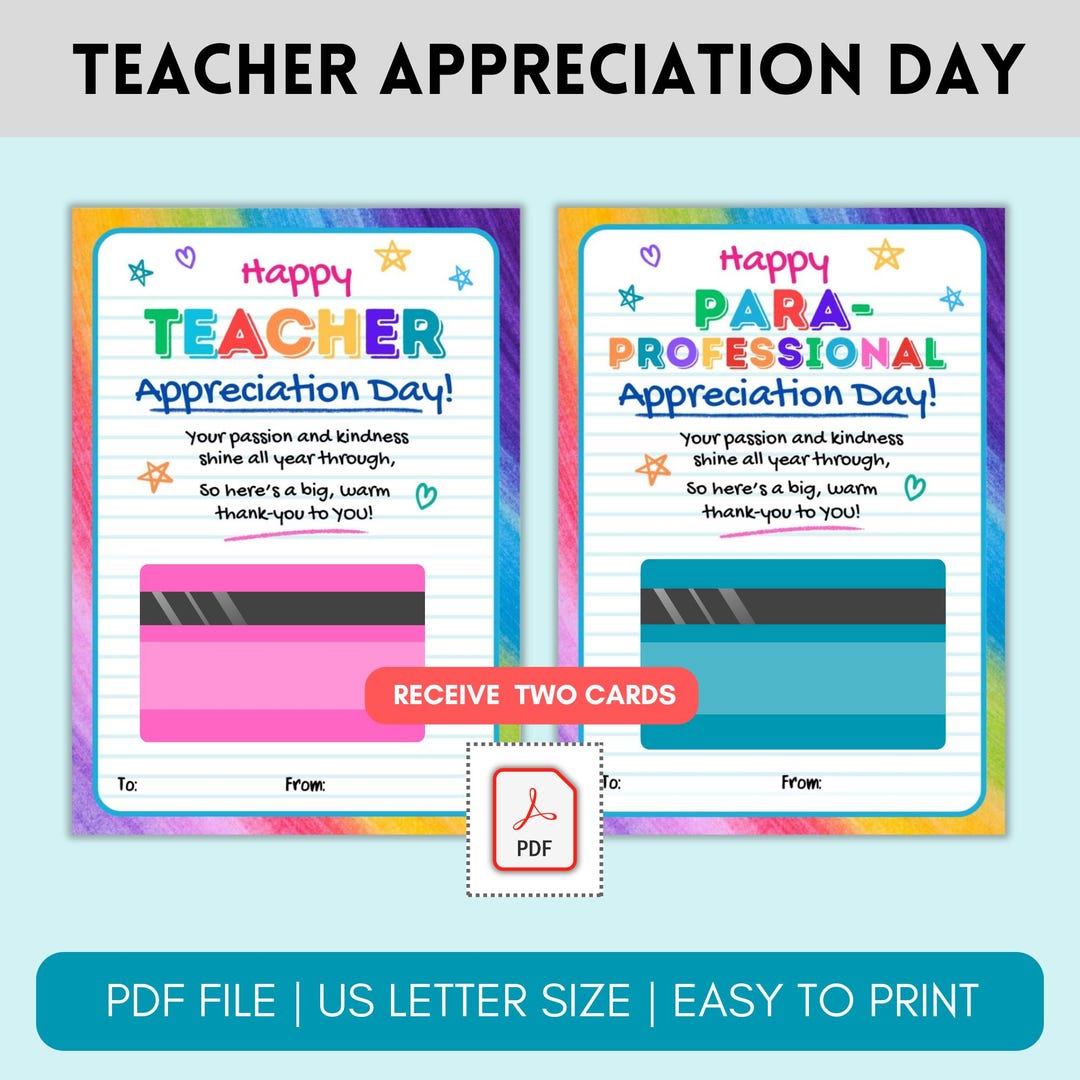 Paraprofessional Teacher Appreciation Day Card, Paraprofessional ...