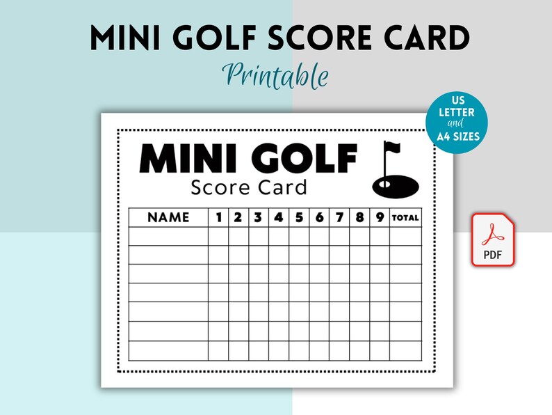 Printable Mini Golf Score Card, Mini Golf Putt Putt Party Score Sheet ...