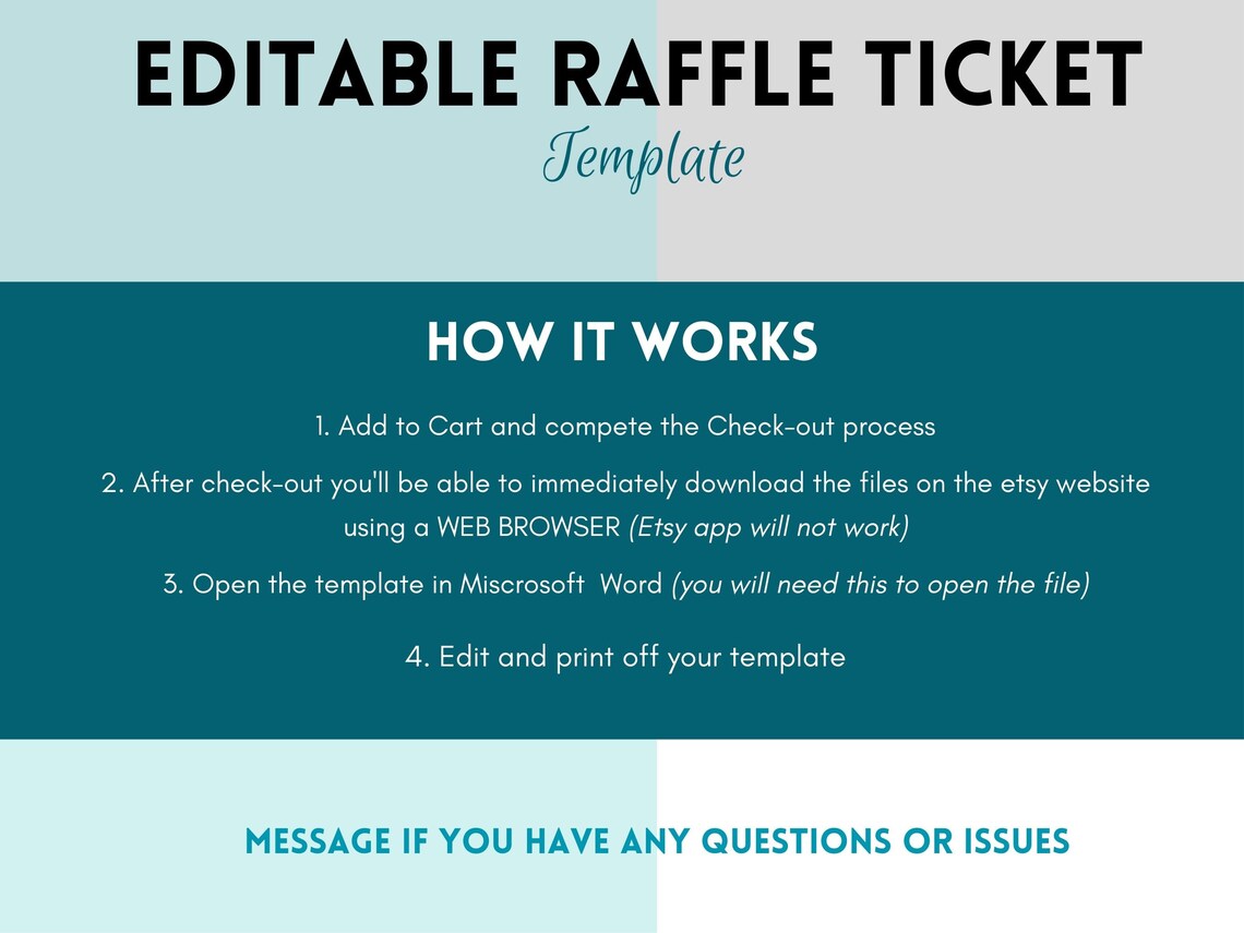Printable Editable Raffle Ticket, Enter to Win Printable Ticket, Word ...