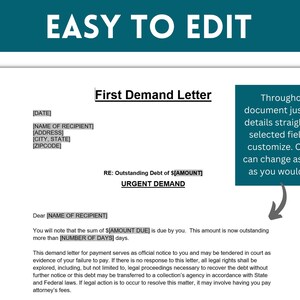 Demand Letter, Demand Letter Template, Letter of Demand, Debt ...