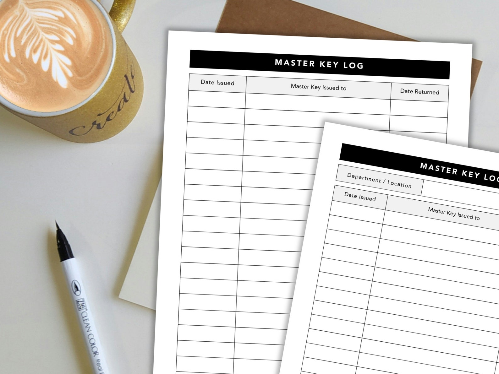 Master Key Log, Master Key Register, Master Key Record, Key Tracking ...