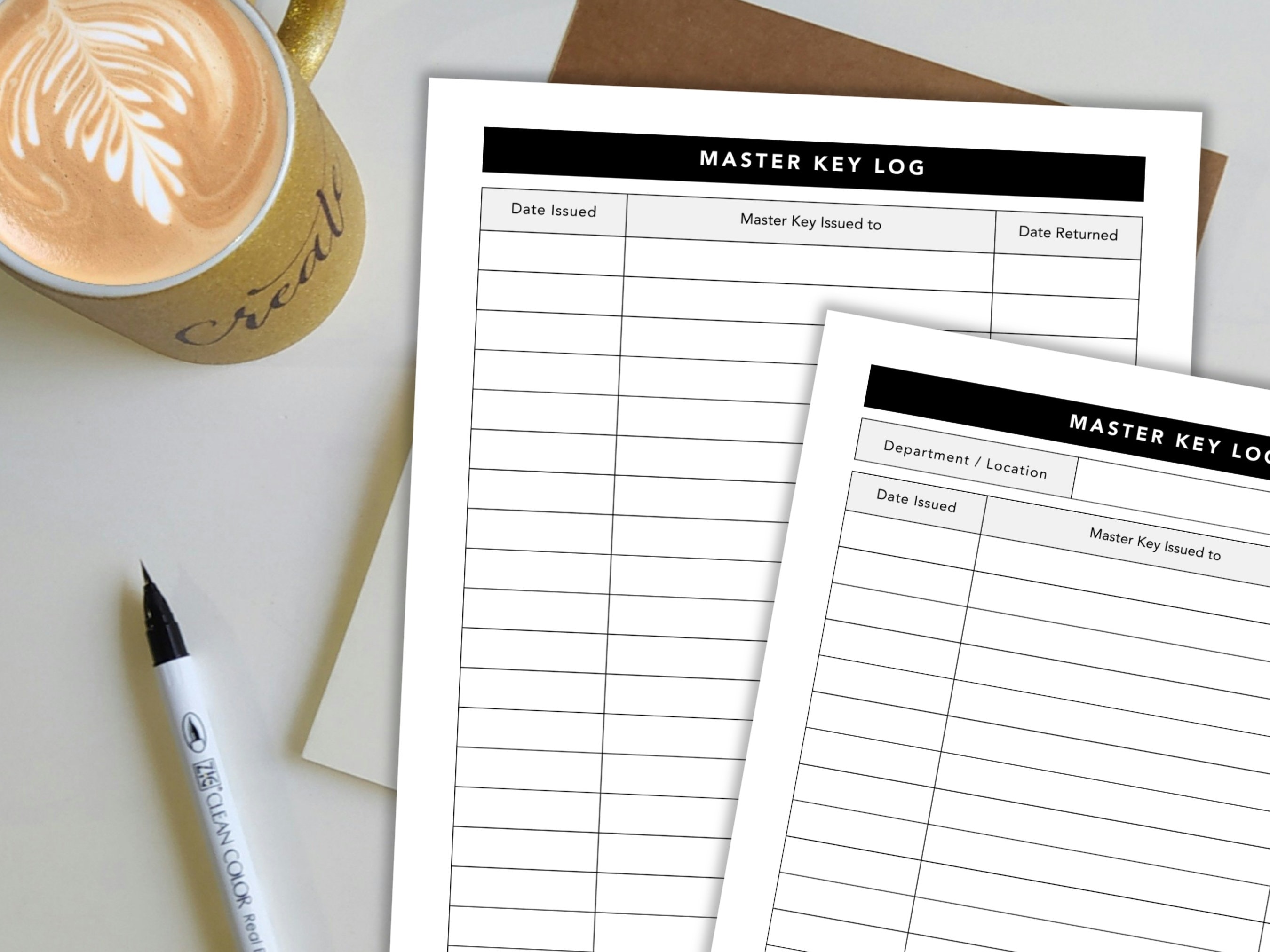 Master Key Log, Master Key Register, Master Key Record, Key Tracking ...