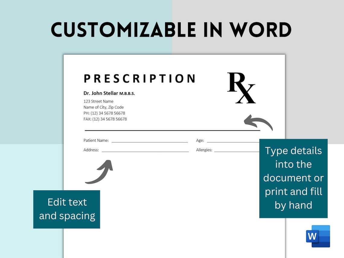 Prescription Pad Template, Rx Prescription Notepad Template ...