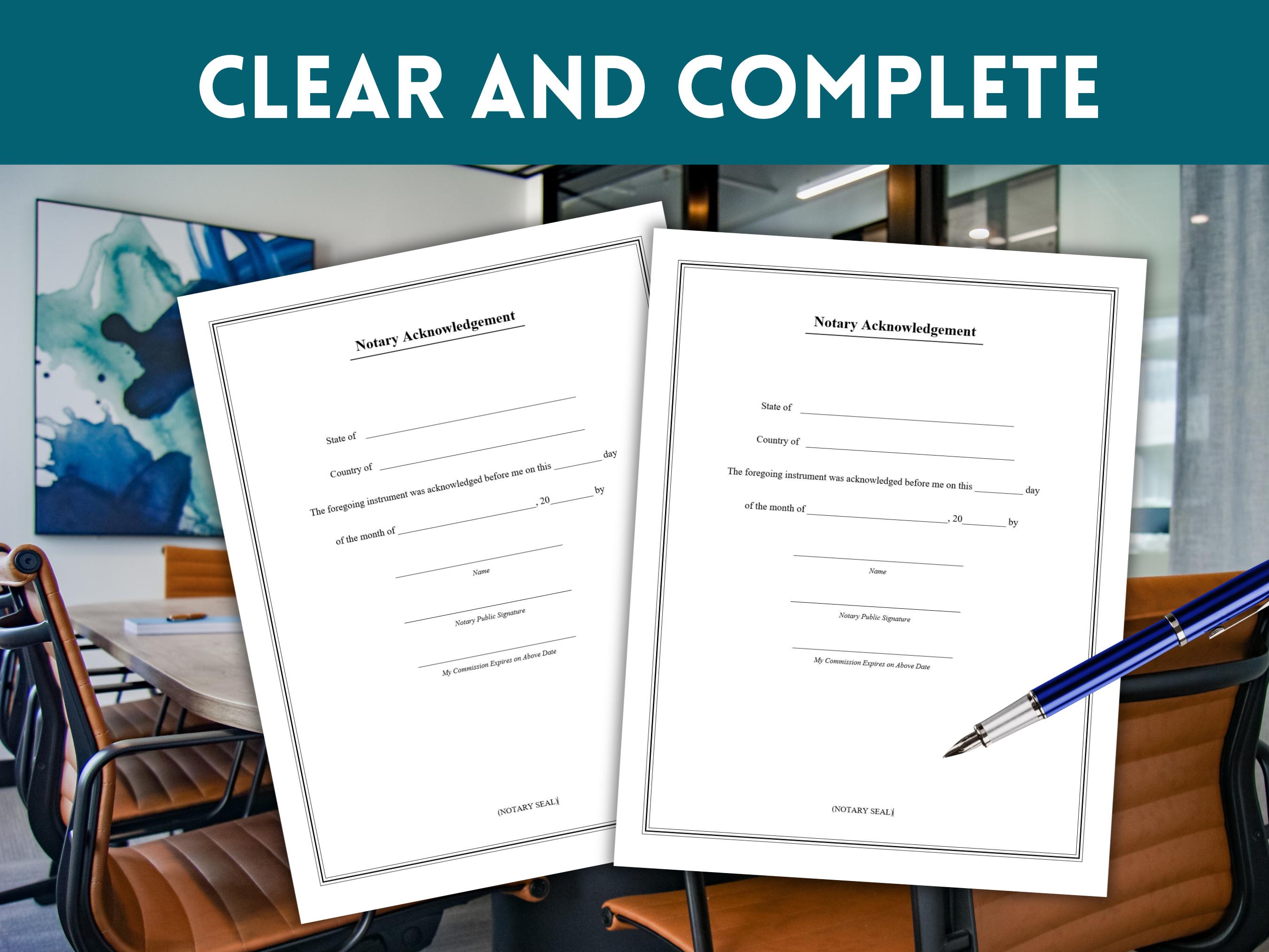 Notary Acknowledgement, Notary Form, Notary Letter, Acknowledgement ...