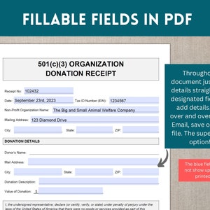 501(c)(3) Donation Receipt, 501(c)(3) Donation Receipt Template, 501(c ...