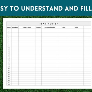 Team Roster, Sports Roster Printable, Soccer Team Roster, Softball ...