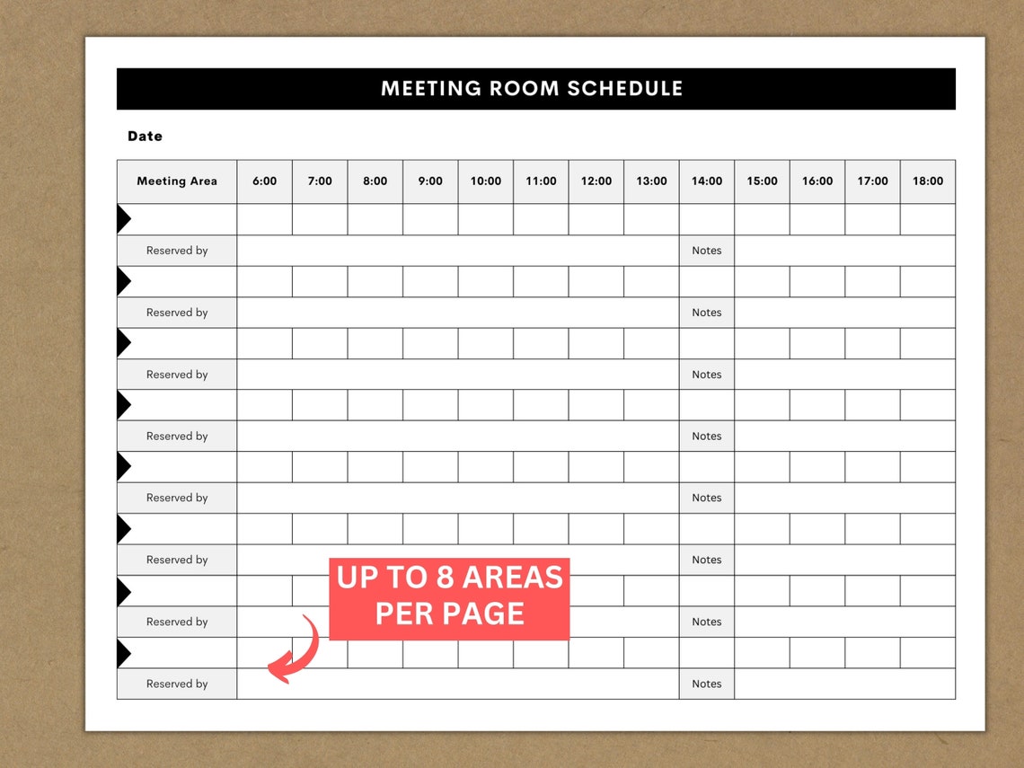 Meeting Room Schedule, Room Reservation Template, Conference Room ...