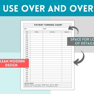 Patient Positioning and Turn Chart, Patient Repositioning Chart ...