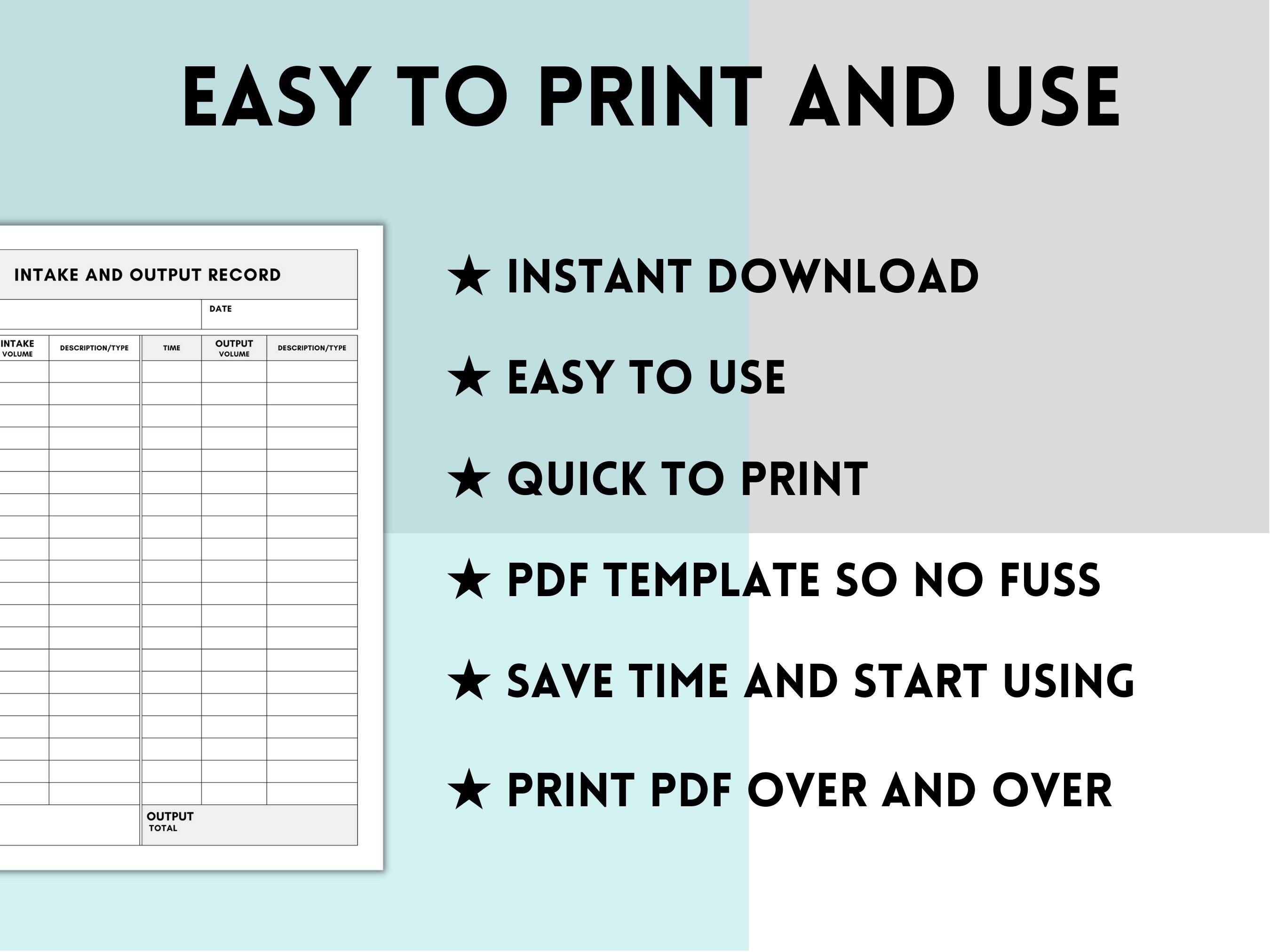 Fluids Intake and Output Record, Fluid Balance Chart, Intake Output ...