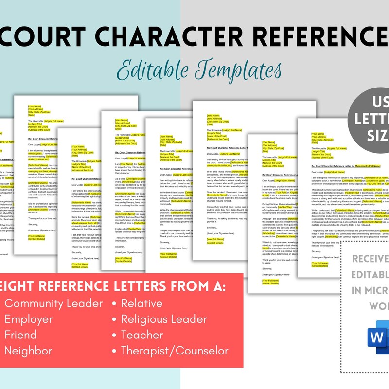 Character Reference Letter for Custody - Etsy