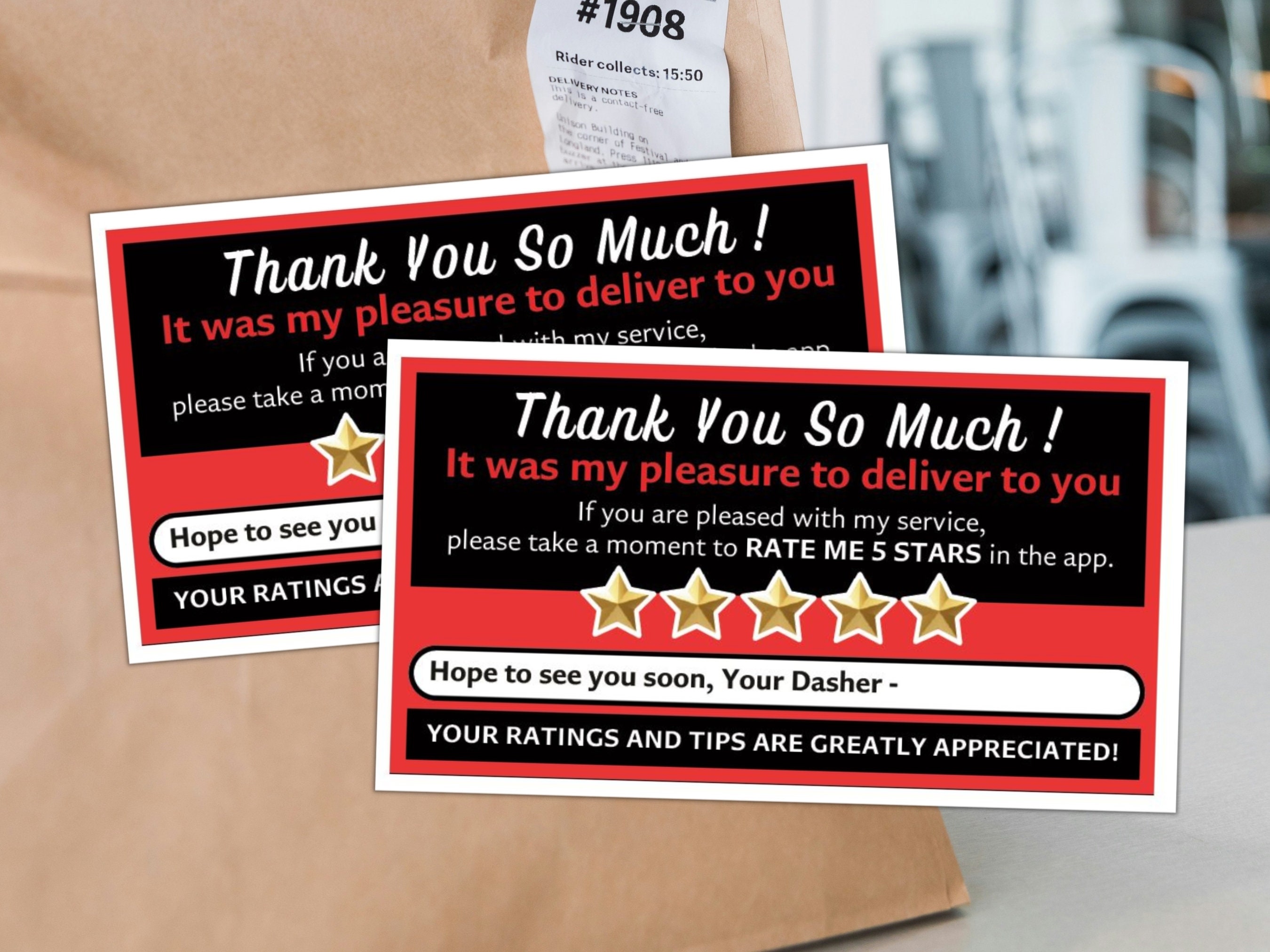 Doordash Delivery Rating Cards, Food Delivery Driver, Doordash Customer ...