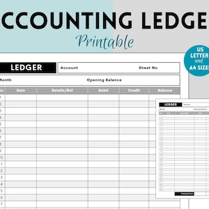 Account Ledger, Accounting Ledger, Printable Ledger, General Ledger ...