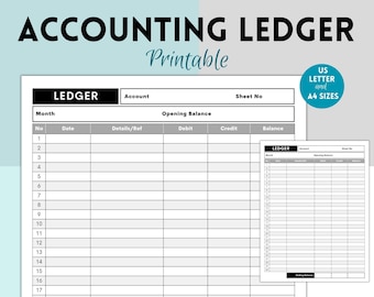 Printable Accounting Ledger General Ledger Sheet, Money Tracker and ...