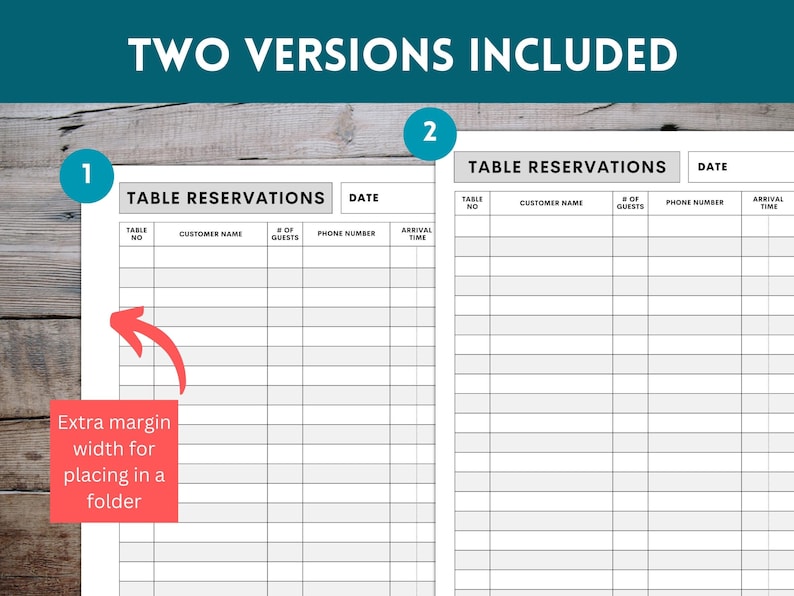 Printable Table Reservation List, Restaurant Table Reservation Form ...