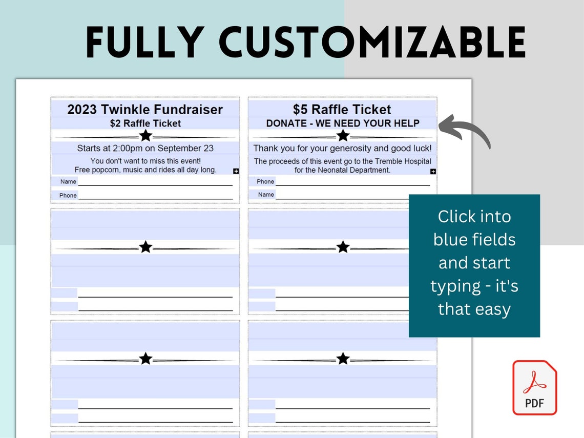 Printable Editable Raffle Ticket, Enter to Win Custom Ticket, PDF ...