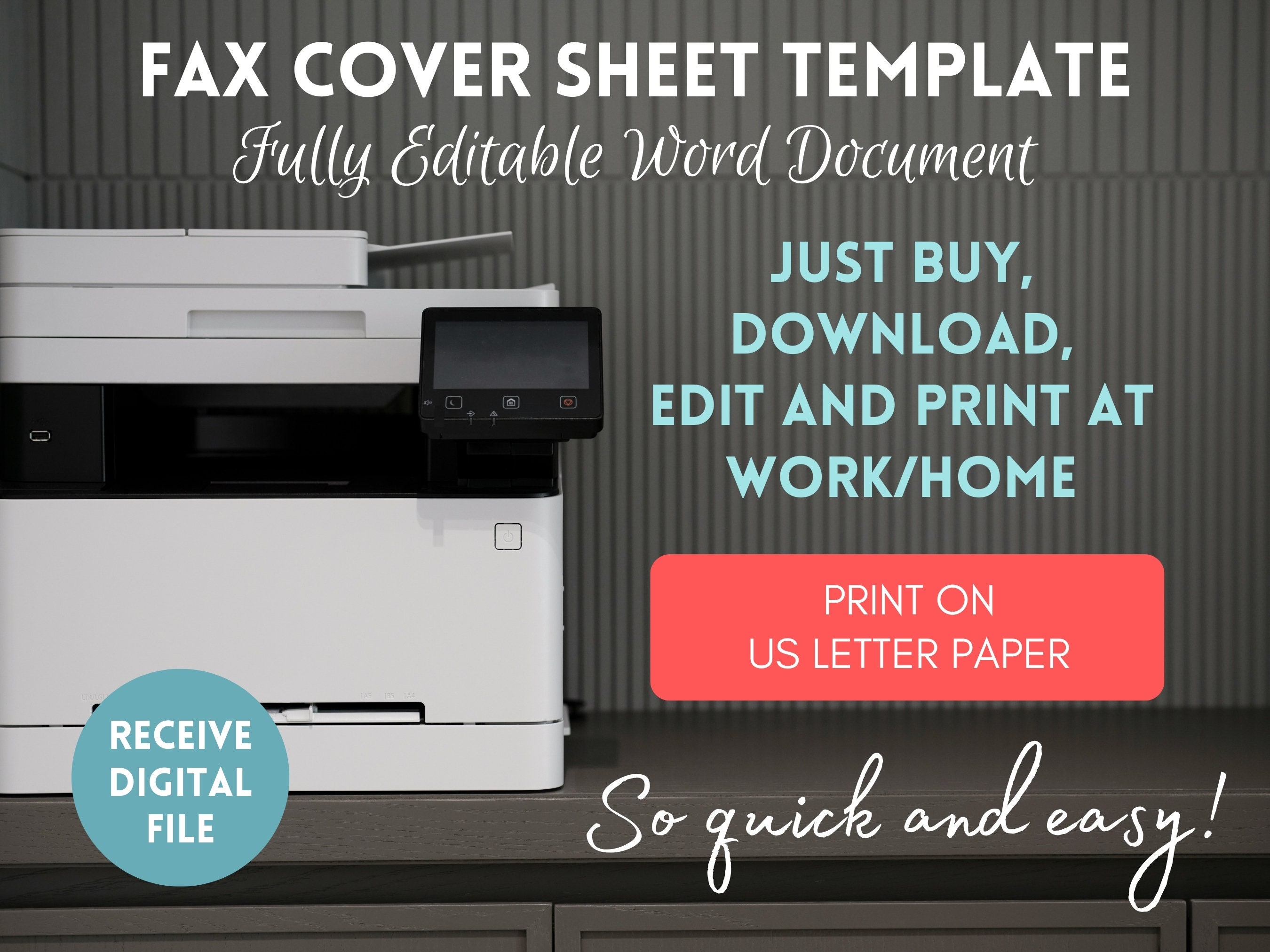 Fax Cover Sheet Template, Office Stationery Fax Editable Form, Small ...