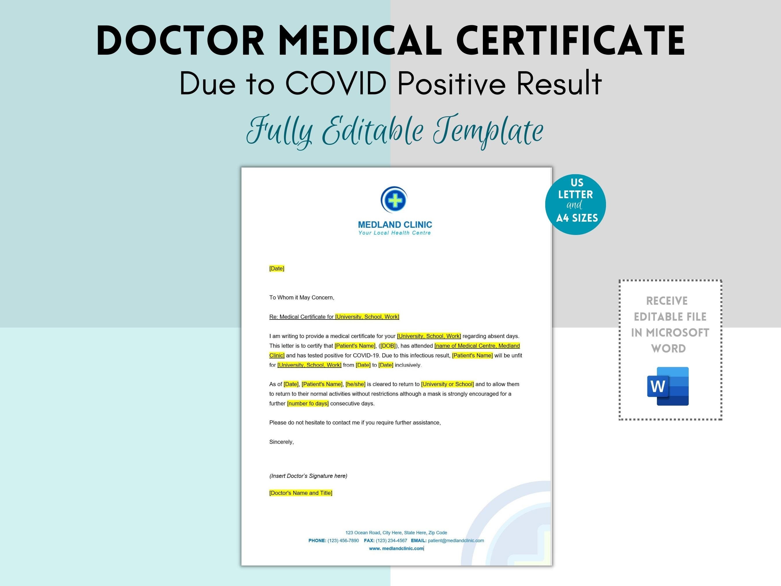 Doctor's Note, Doctor's Letter, Medical Certificate, Printable Medical ...