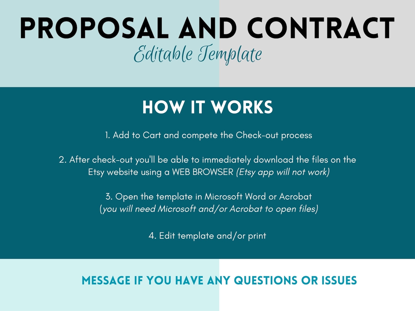Contract Template, Printable Proposal and Contract Form, Business Form ...