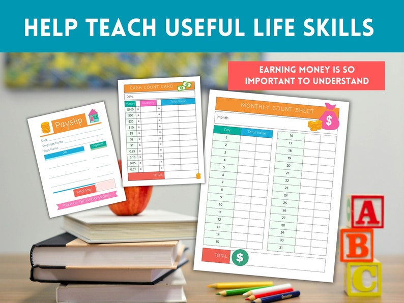 Payslip for Kids, Printable Kids Paystub, Kids Paycheck, Earn Money ...