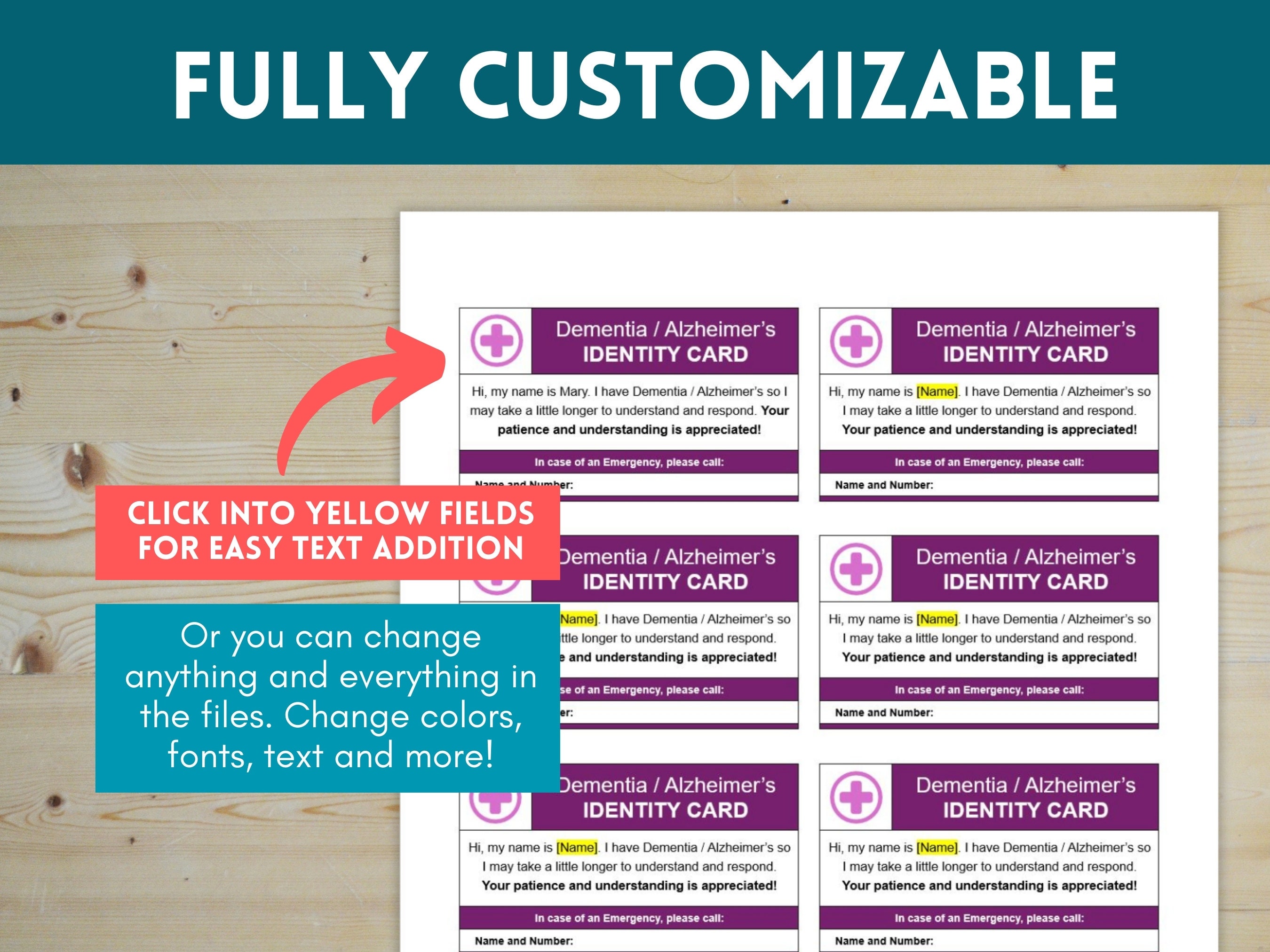 Dementia Alzheimer’s Identity Card, Dementia Alzheimers ID Card ...