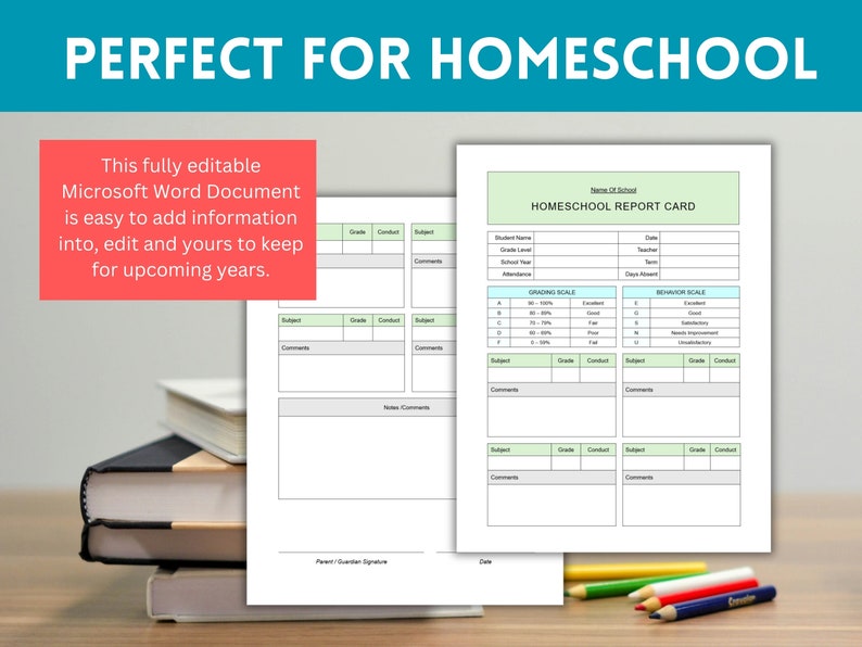 Editable Homeschool Report Card, Homeschooling Progress Report, Grade ...