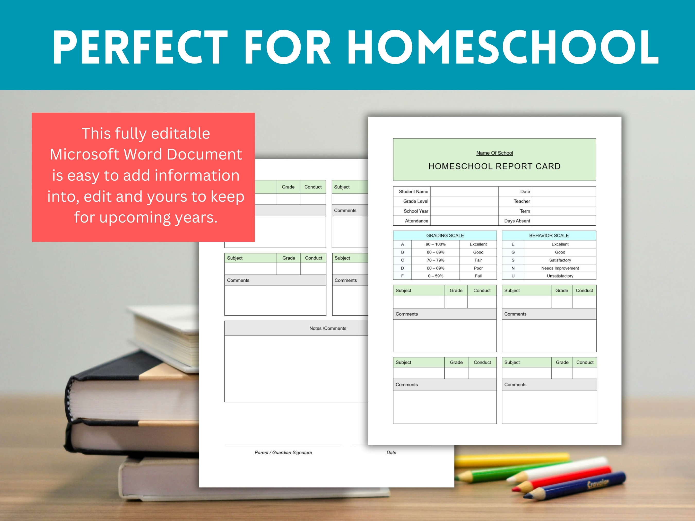 Editable Homeschool Report Card, Homeschooling Progress Report, Grade ...