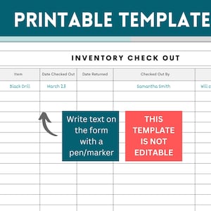 Inventory Check Out Sheet, Inventory Sign Out Sheet, Inventory Tracker ...