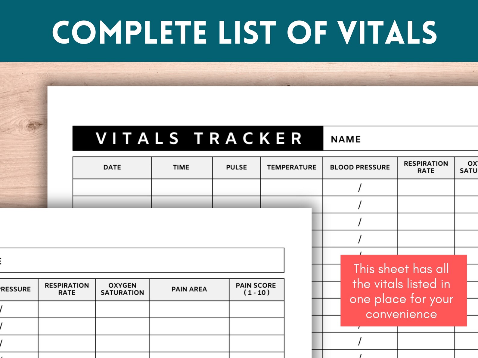 Vitals Tracker Chart, Vitals Sign Sheet, Vitals Signs Log, Medical ...