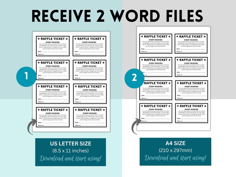 Printable Editable Raffle Ticket, Enter to Win Printable Ticket, Word ...