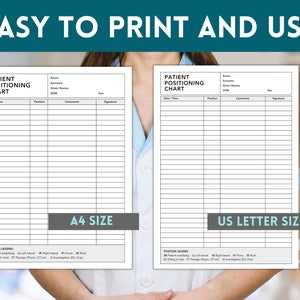 Patient Positioning and Turn Chart, Patient Repositioning Chart ...