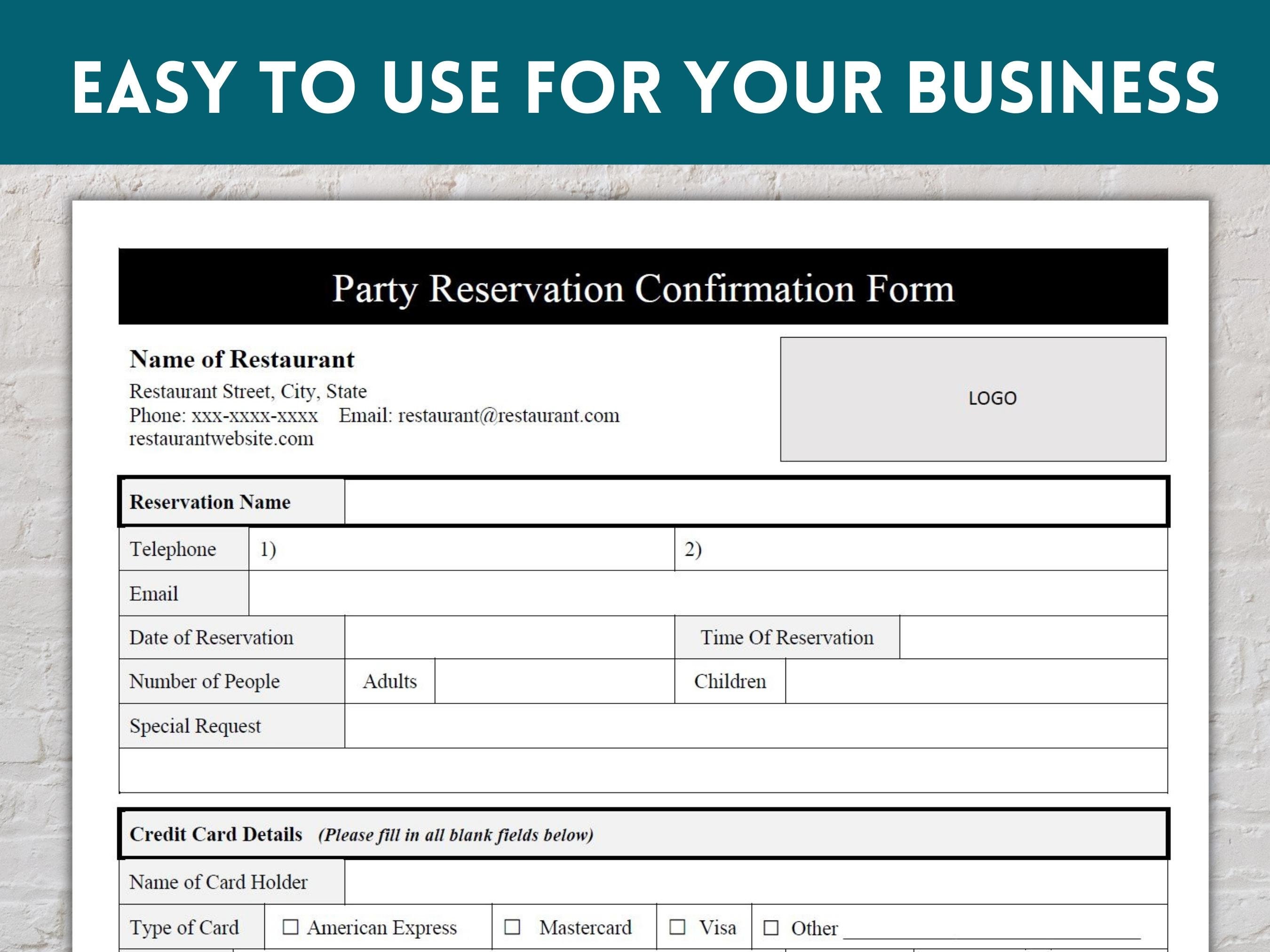Editable Table Reservation List, Restaurant Table Reservation Form ...