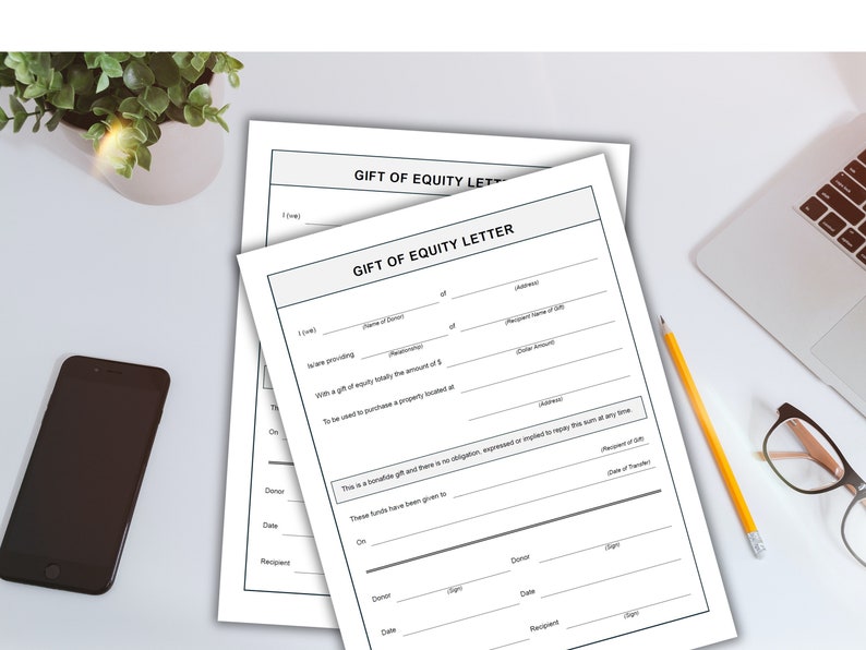 Gift of Equity Letter, Gift of Equity Form, Gift to Family, Mortgage ...