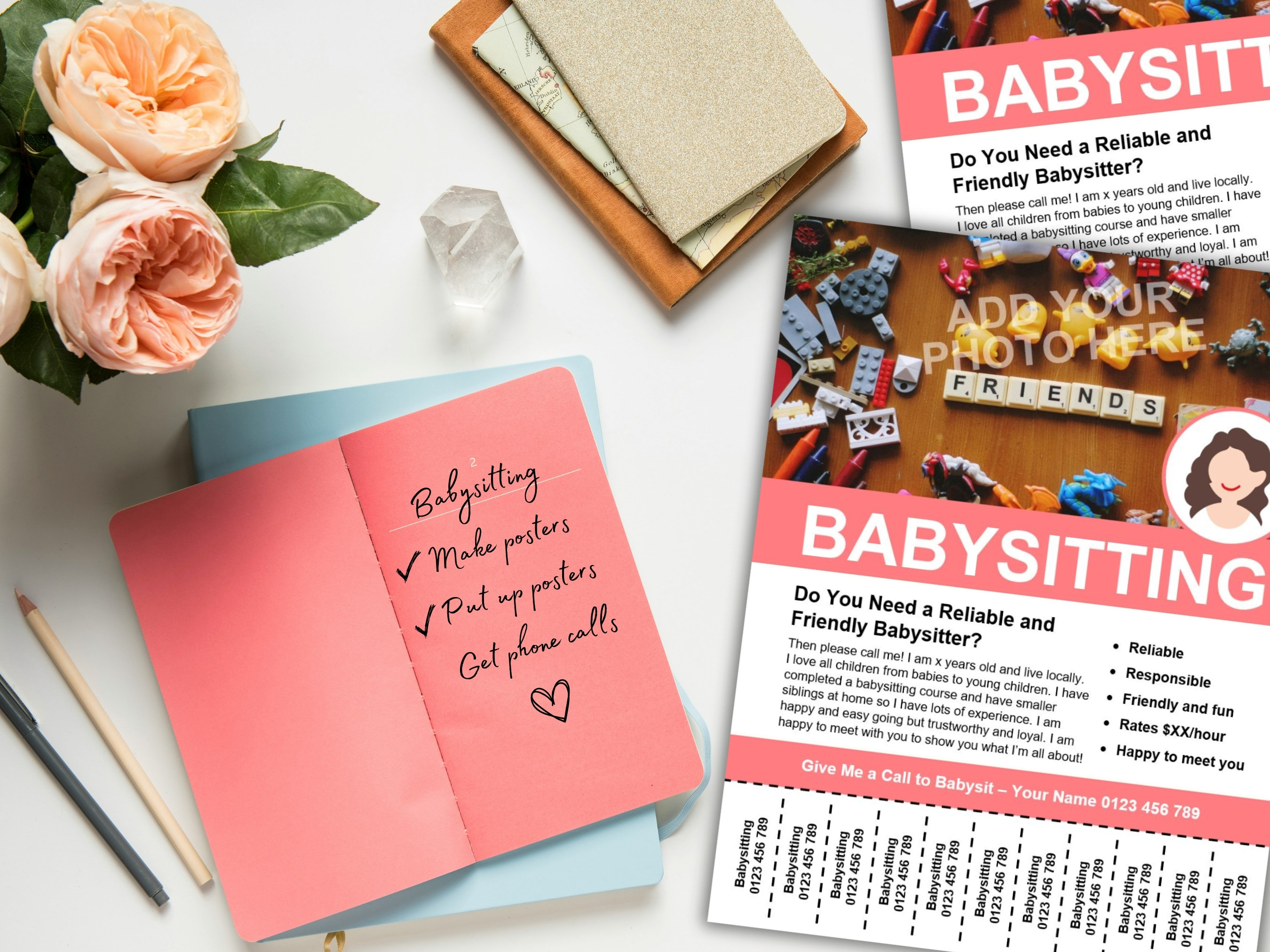 Editable Babysitting Tear-off Flyer, Flyer Template, Childcare Ad, Tear ...