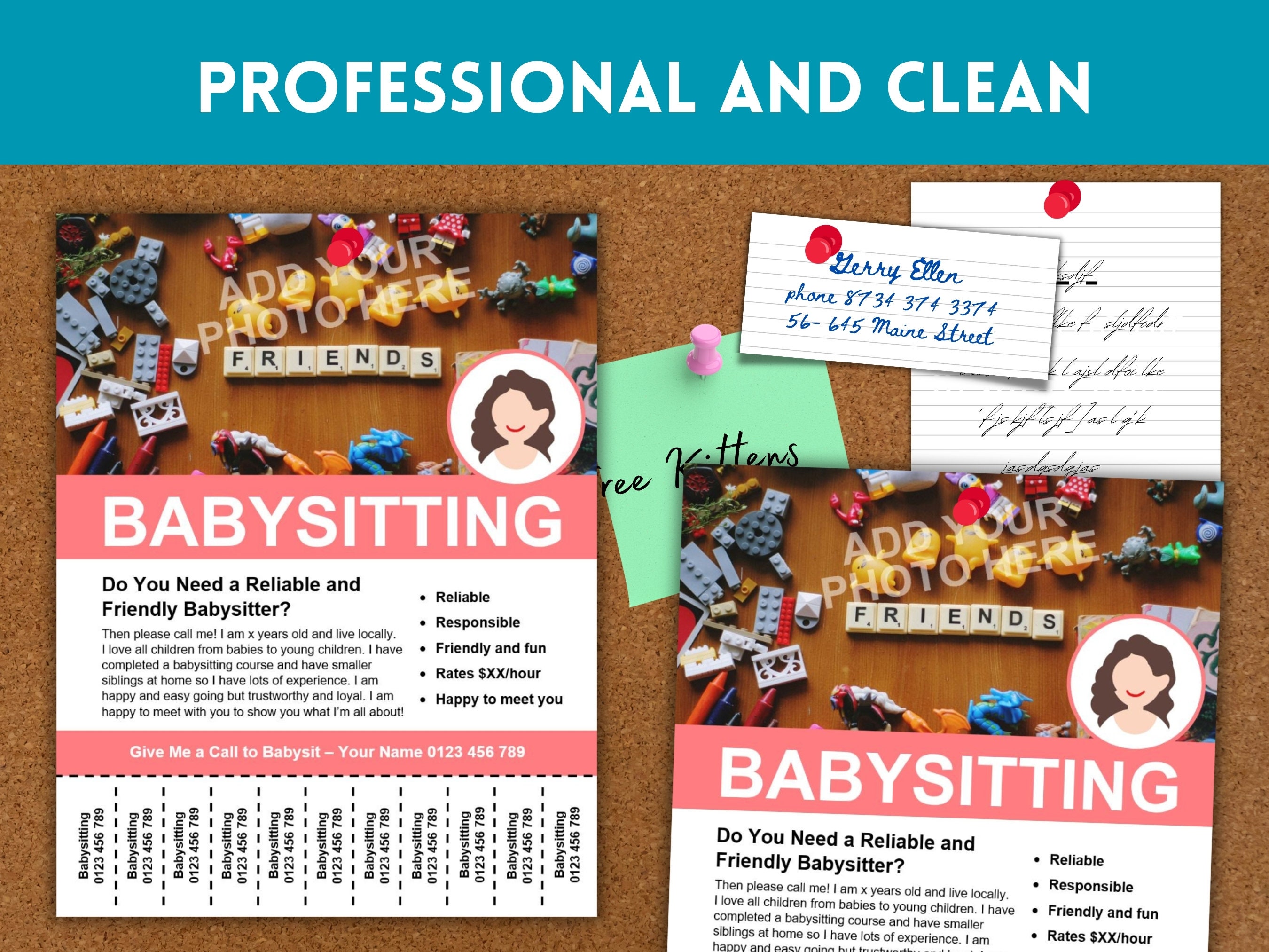 Editable Babysitting Tear-off Flyer, Flyer Template, Childcare Ad, Tear ...