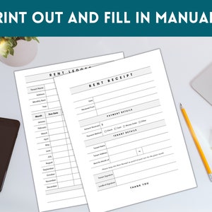 Simple Printable Rent Receipt and Rent Ledger, Cash Receipt, Rental ...
