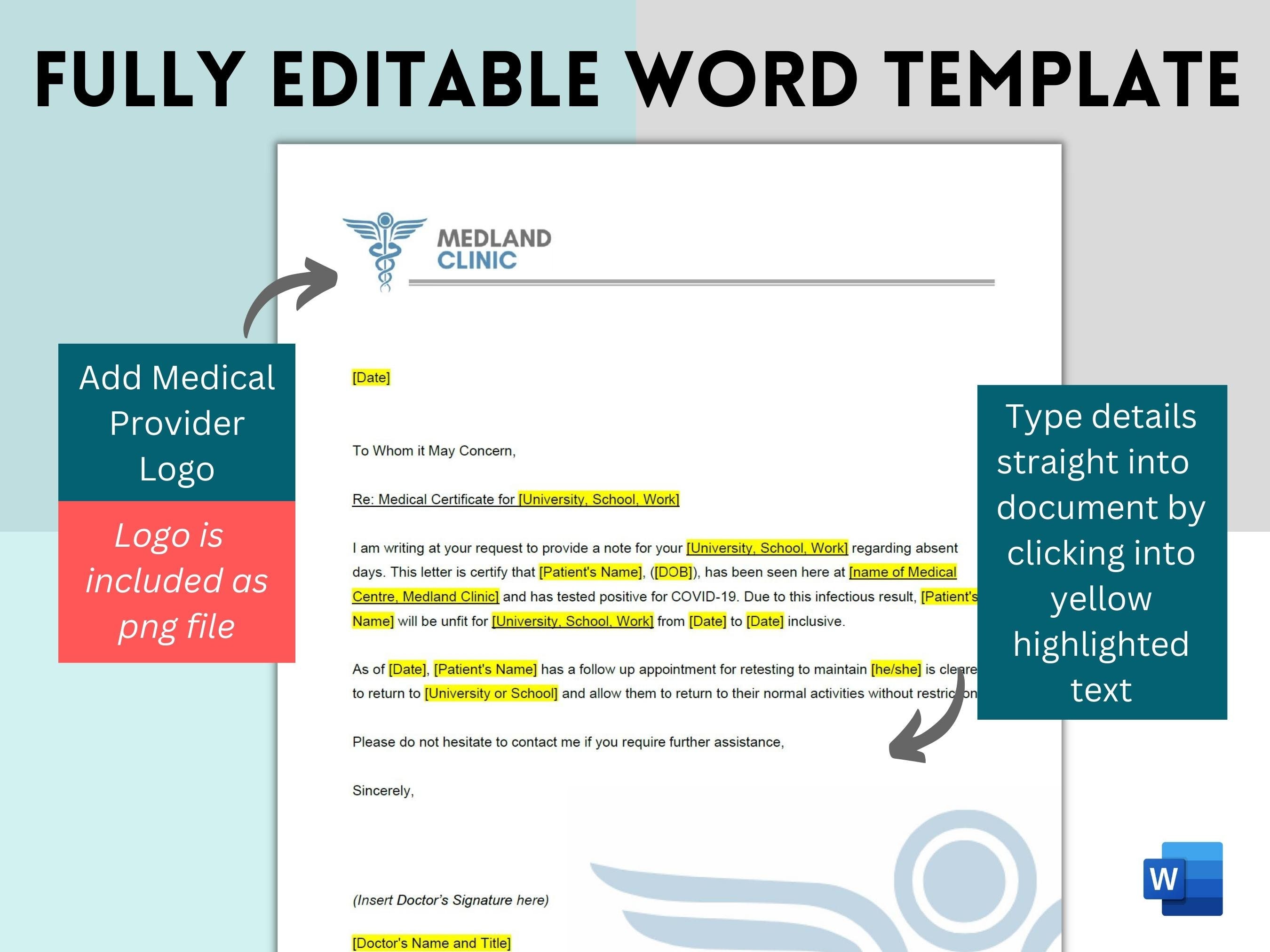 Doctor's Note, Doctor's Letter, Medical Certificate, Printable Medical ...