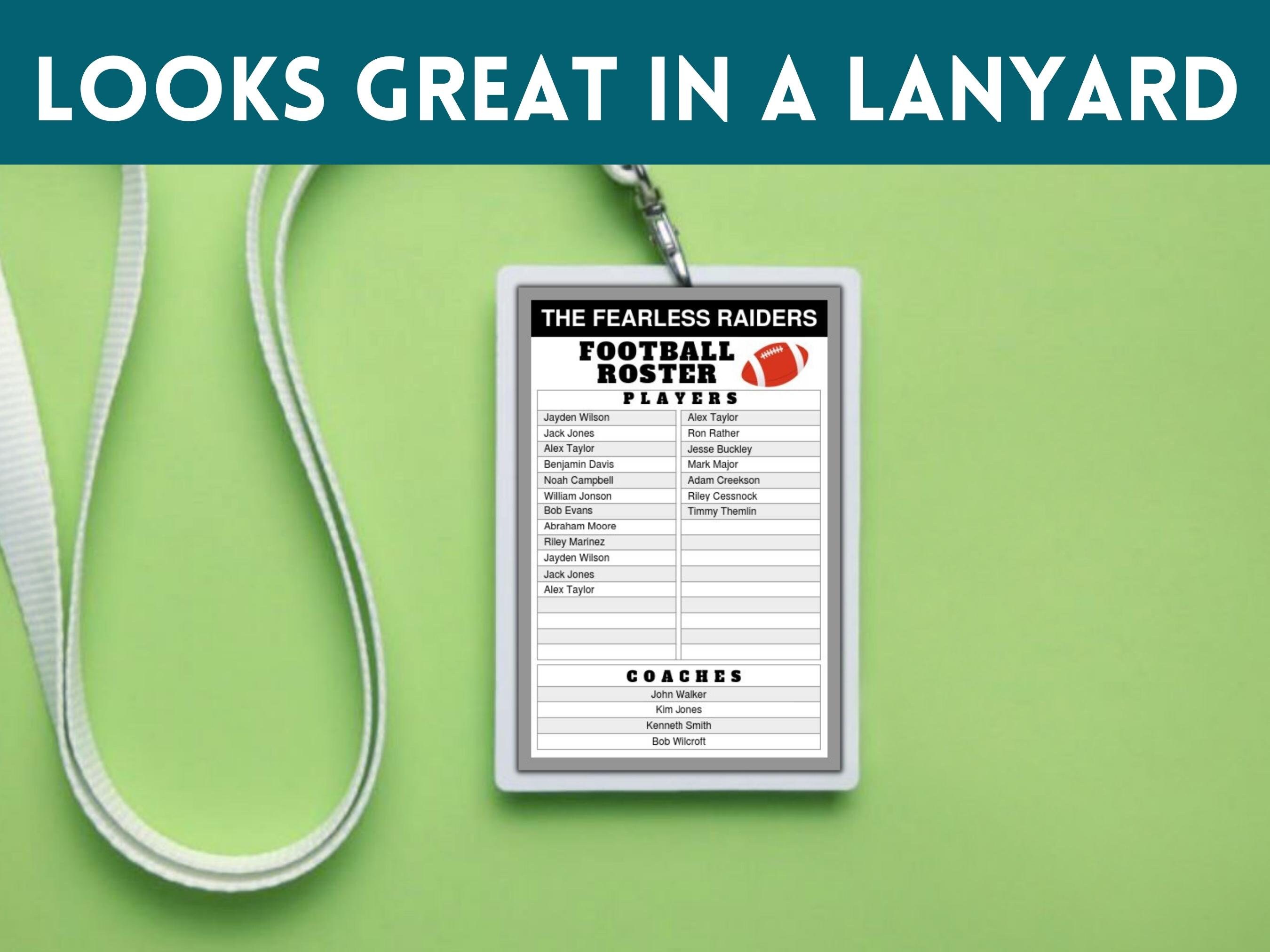 Football Team Roster Card Editable, Football Roster Card, Football ...