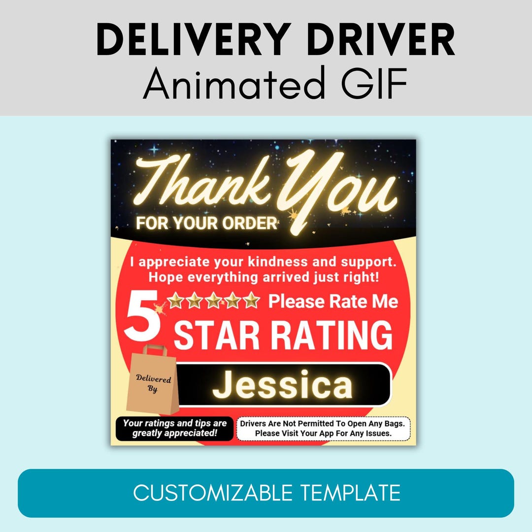 Personalized Dasher Animated Thank You Gif, Custom Delivery Driver Text ...