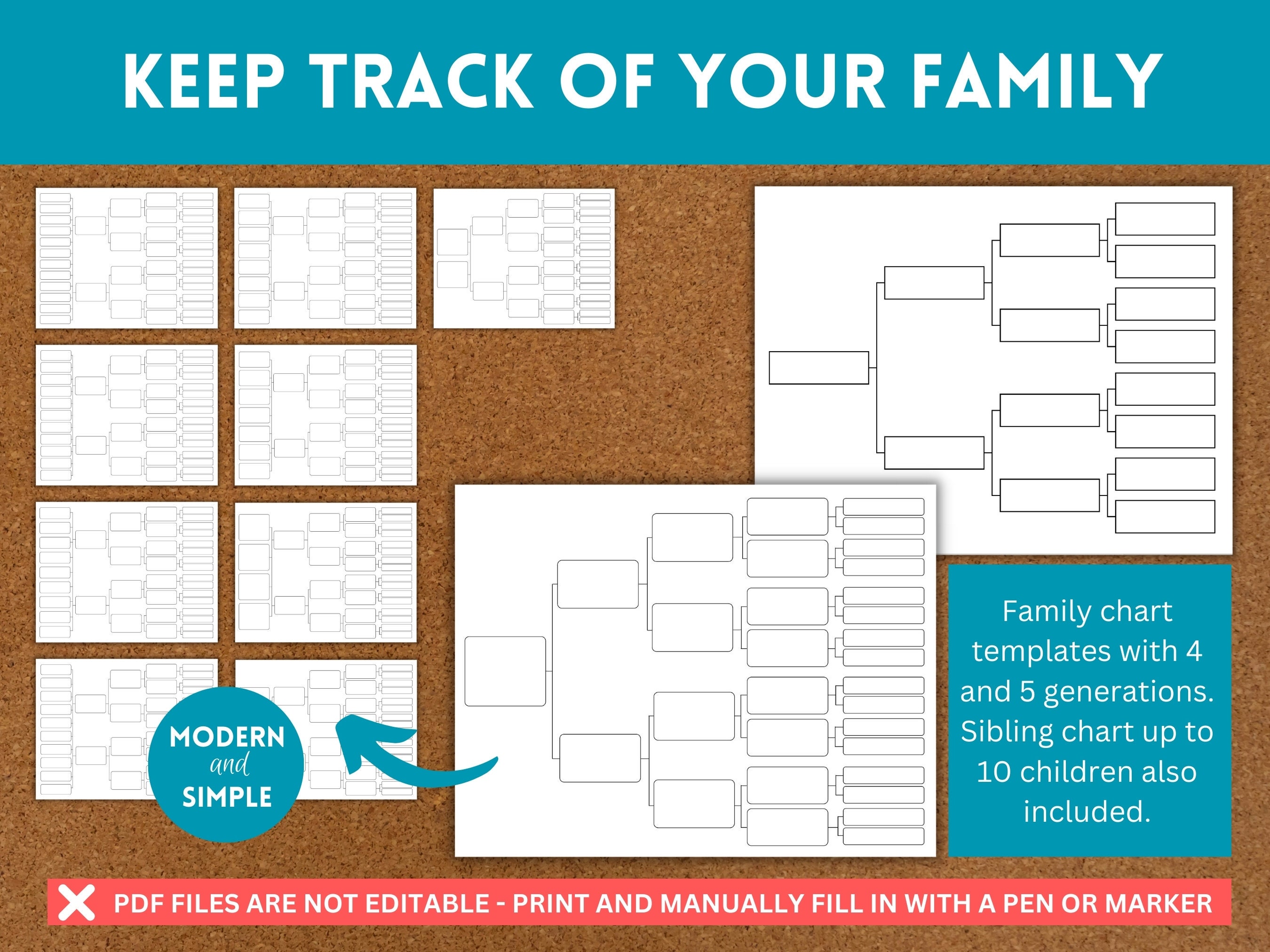 Family Tree Chart, Research Template, Family History, Family Reunion ...