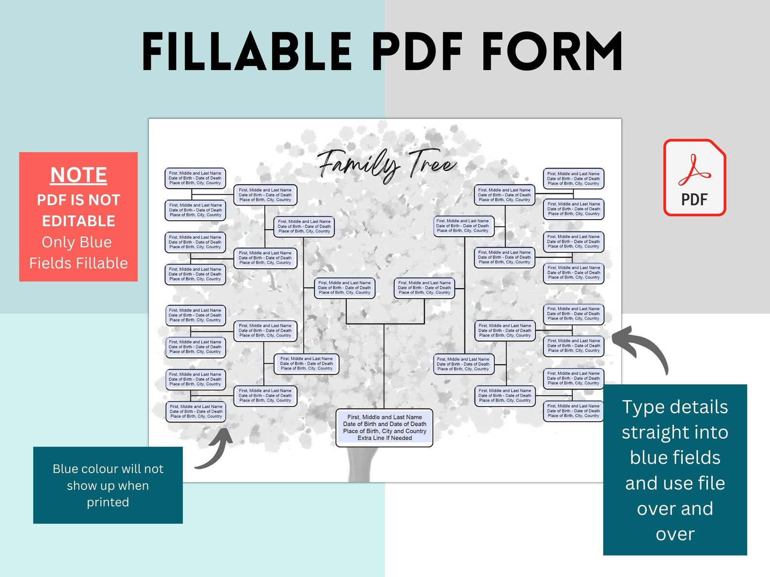 Blank Family Tree Chart Template, Family History, Pedigree Chart ...