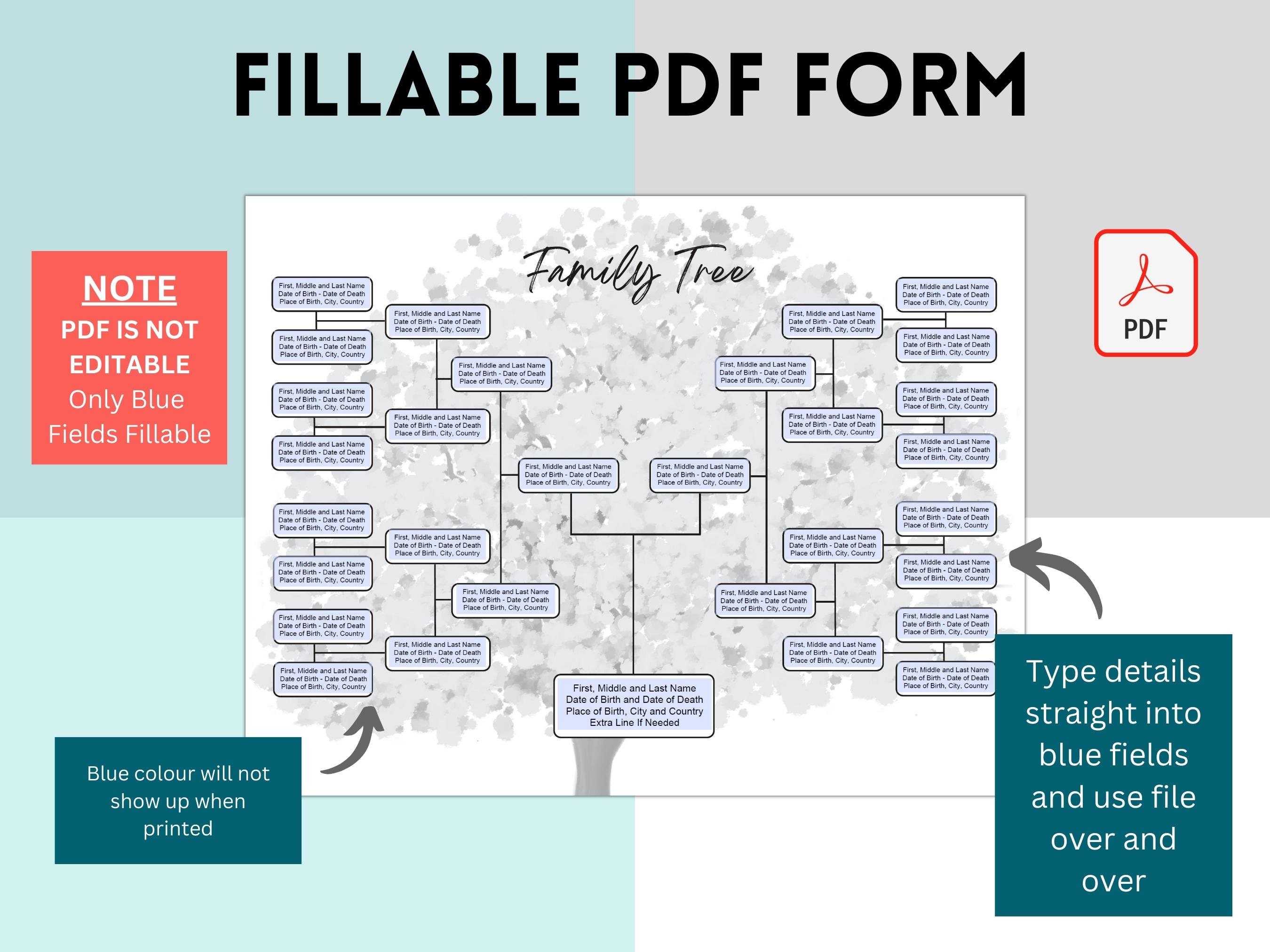 Blank Family Tree Chart Template, Family History, Pedigree Chart ...